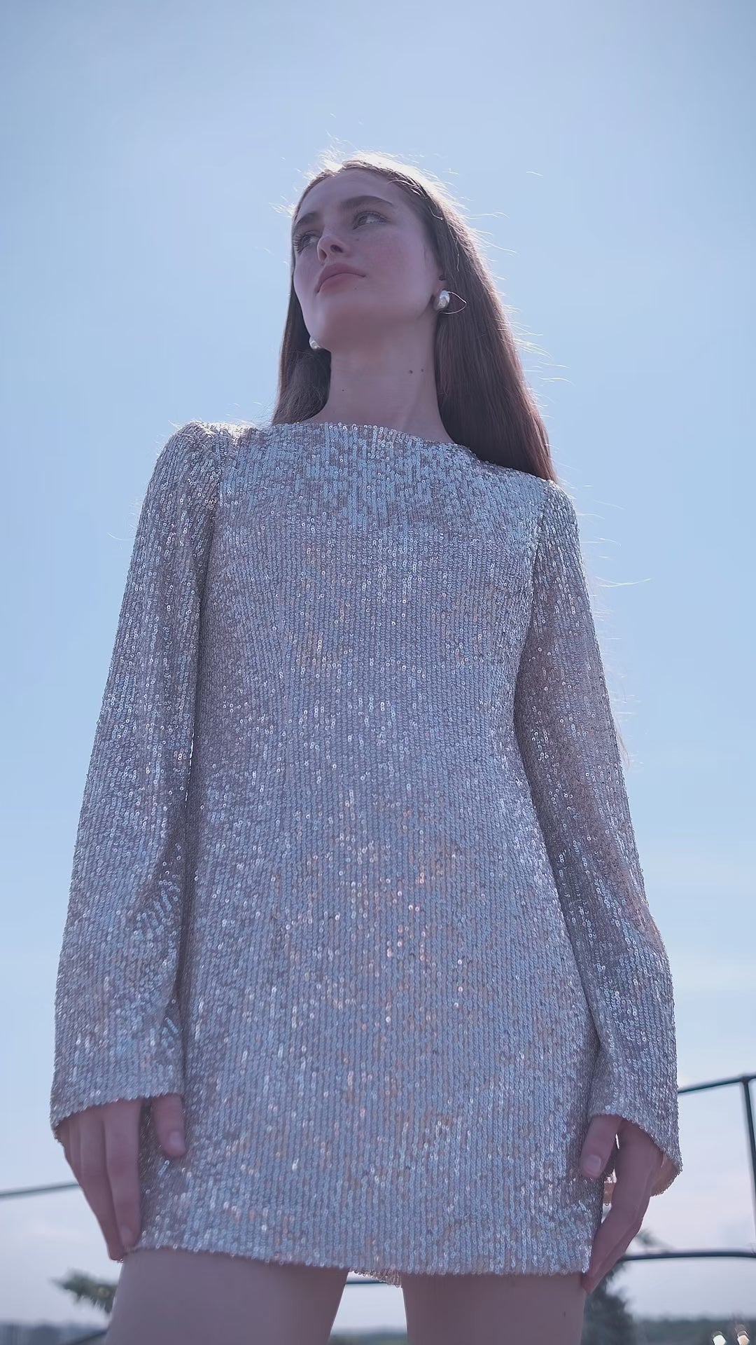 Mini disco dress with long sleeves | NOVITSKA