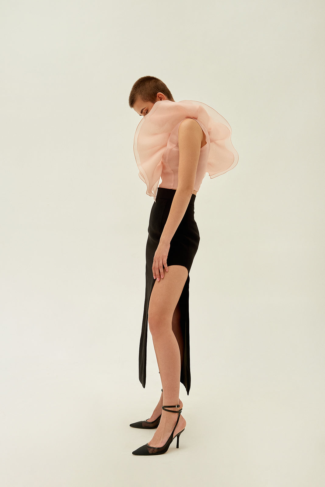 Black maxi skirt with cuts | NOVITSKA